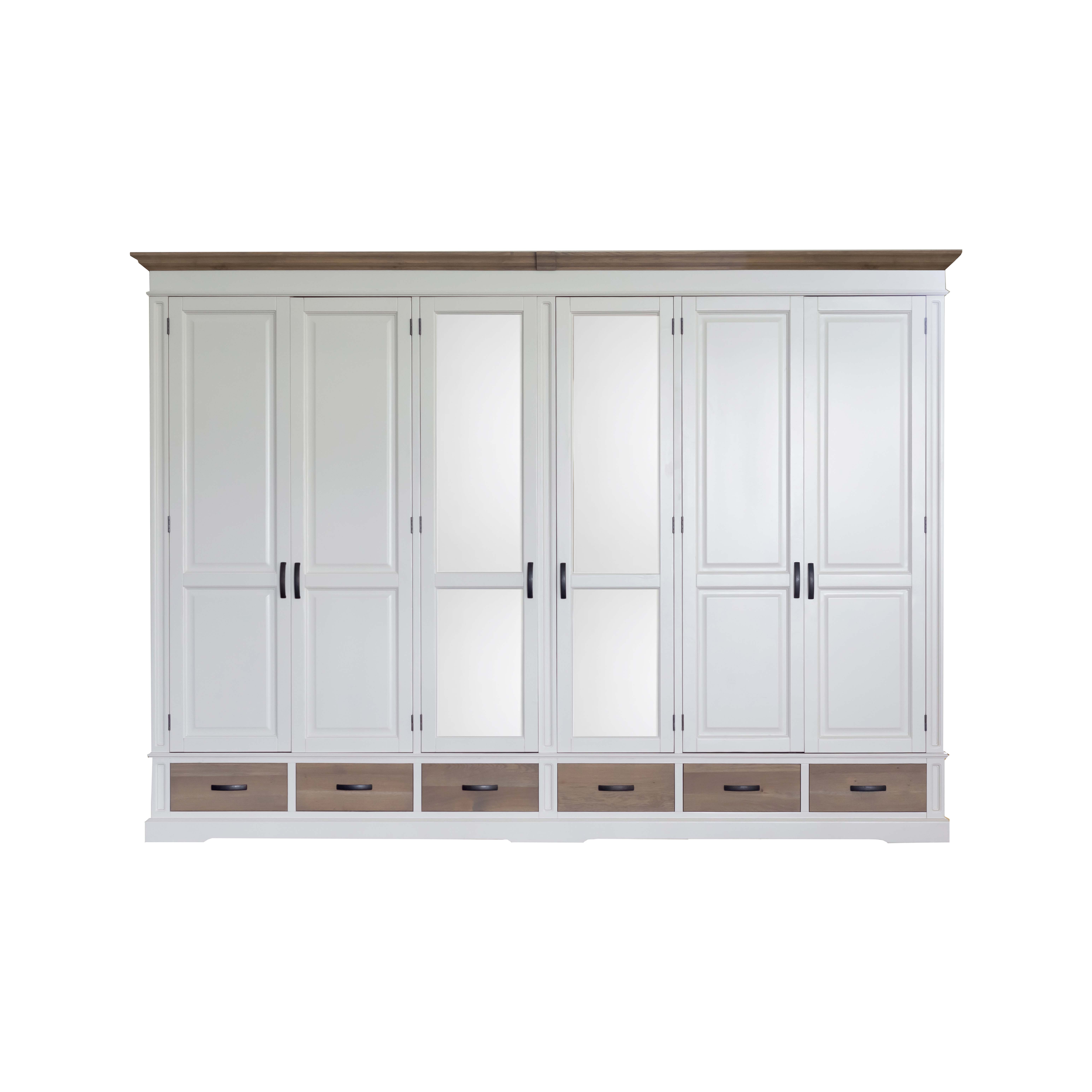Dulap Milano Collection, Transilvan, 6 Usi, 6 Sertare, MDF si Lemn ...