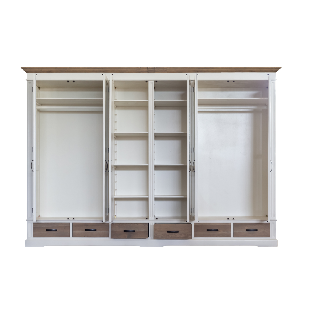 Dulap Milano Collection, Transilvan, 6 Usi, 6 Sertare, MDF si Lemn ...