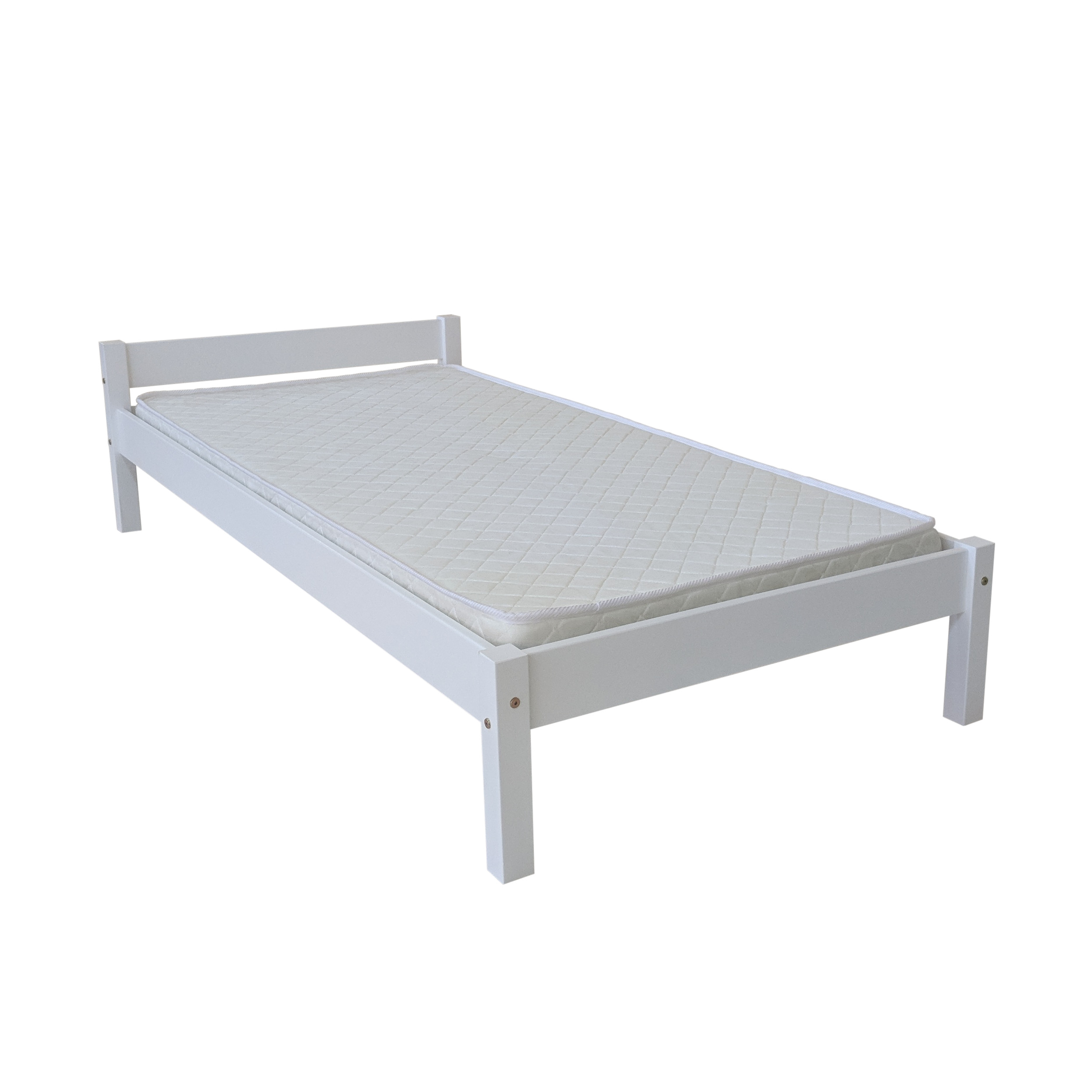 Pat de o persoana Transilvan, Sally, Lemn Masiv, Model 2/1, 90x200 cm, Alb