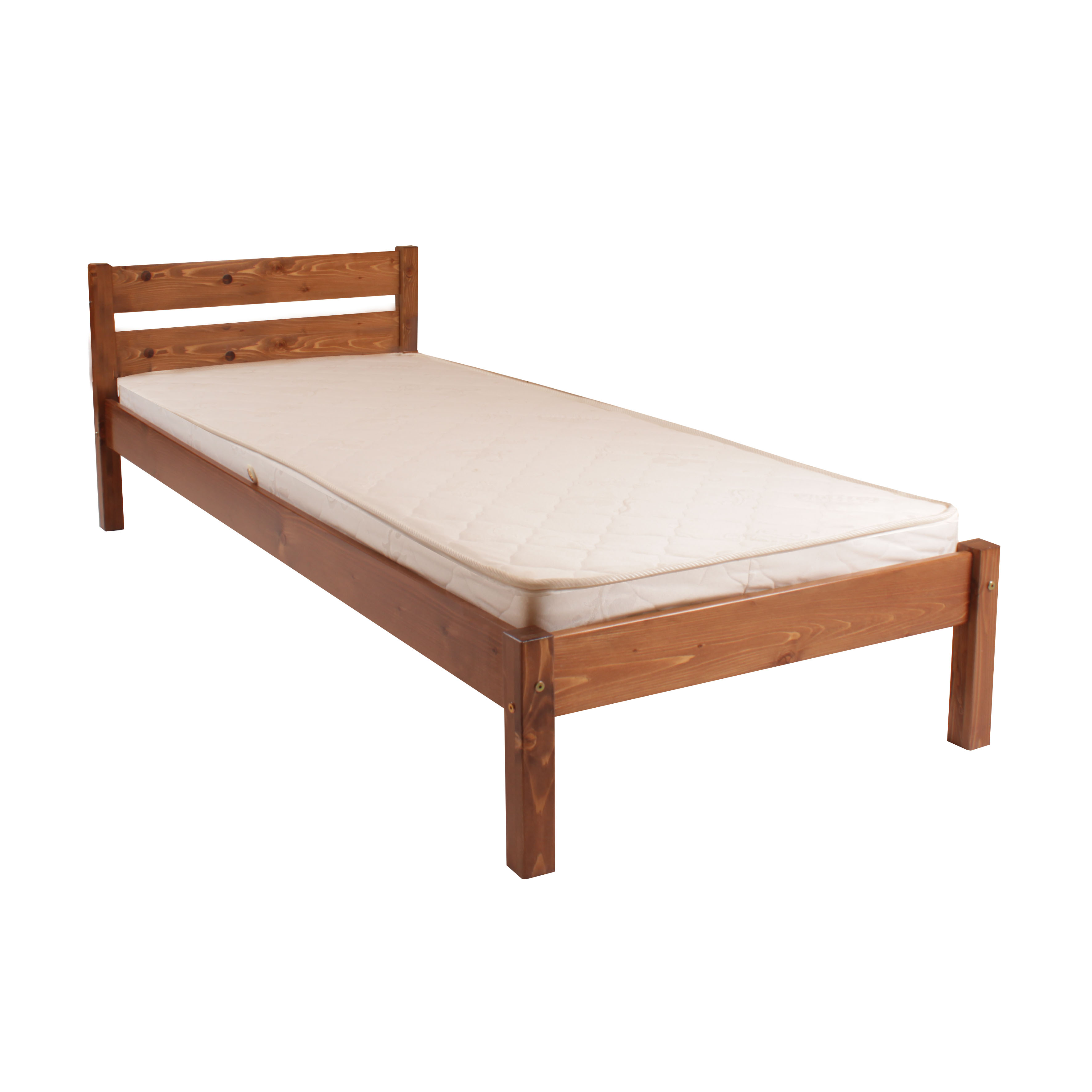 Pat de o persoana Transilvan, Sally, Lemn Masiv, Model 3/1, 90x200 cm, Nuc