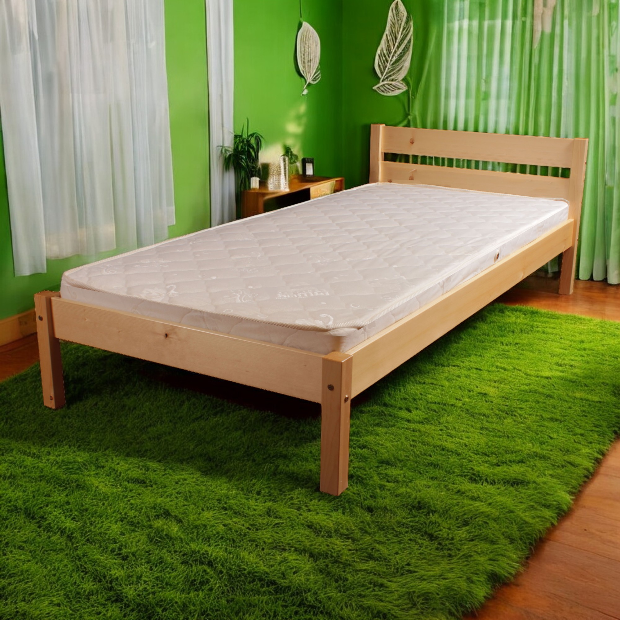 Pat de o persoana Transilvan, Sally, Lemn Masiv, Model 3/1, 80x200 cm ...