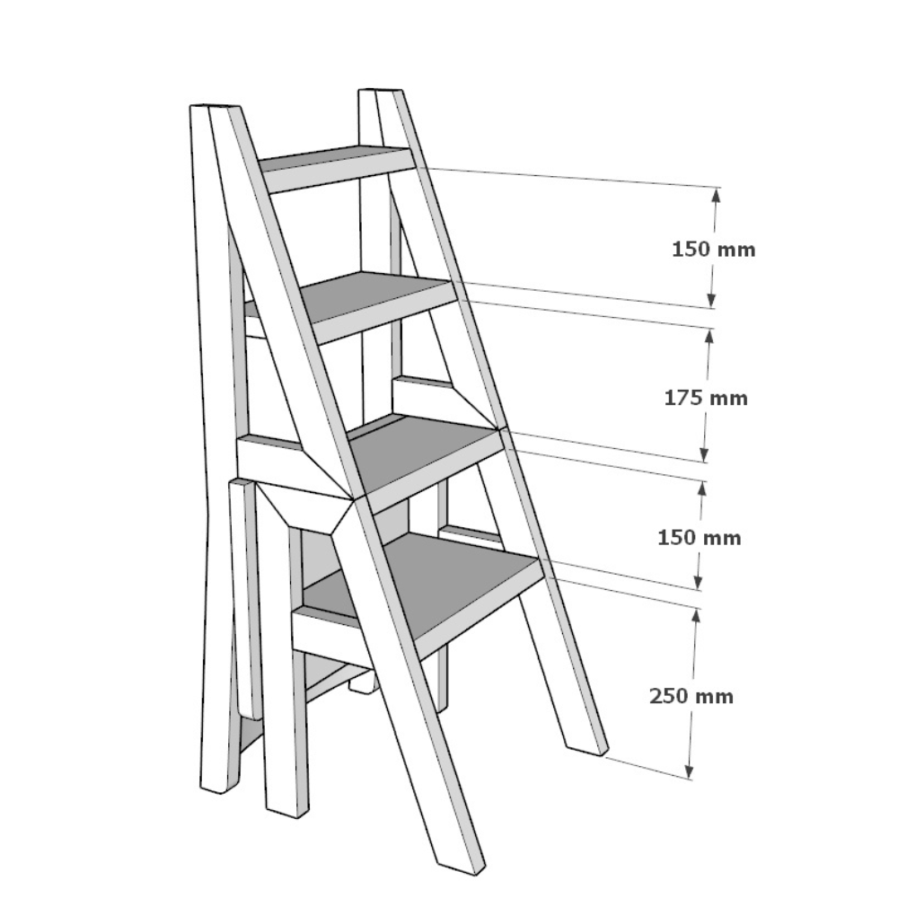Scaun si Scara 2 in 1, Duplex, din Lemn Masiv, Step Up, Transilvan ...