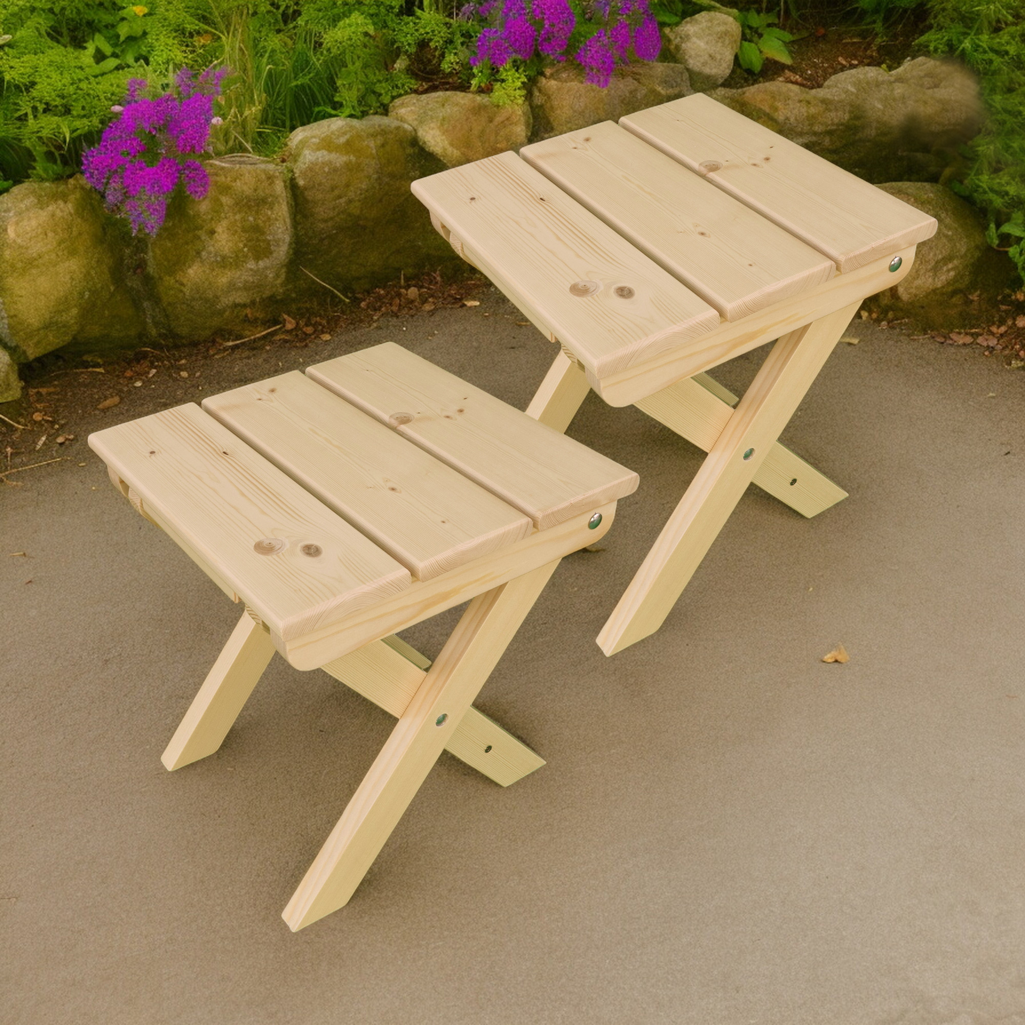 Set 2 Scaune Pliante Montana, Transilvan, Lemn Masiv, 36x36x42 cm, Lacuit