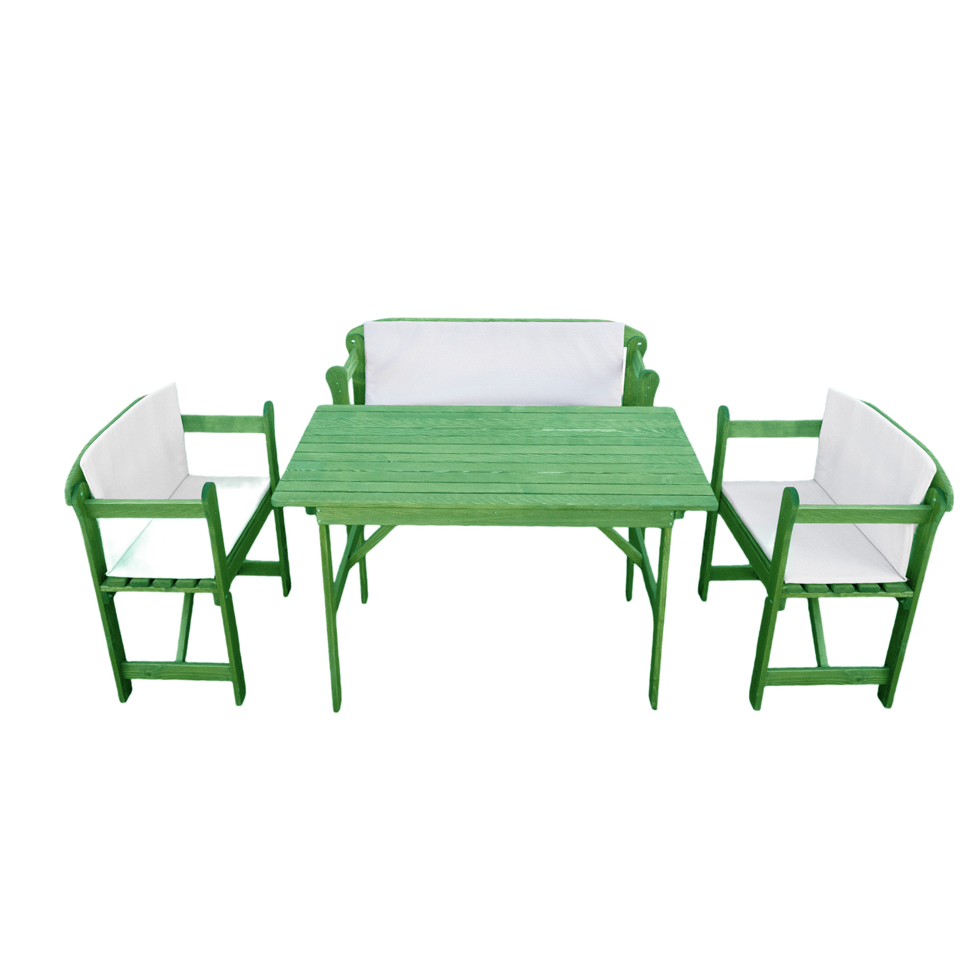 Set Mobilier Gradina Emy, Masa, 3 Banci, 4 Persoane, Perne Bej Incluse ...